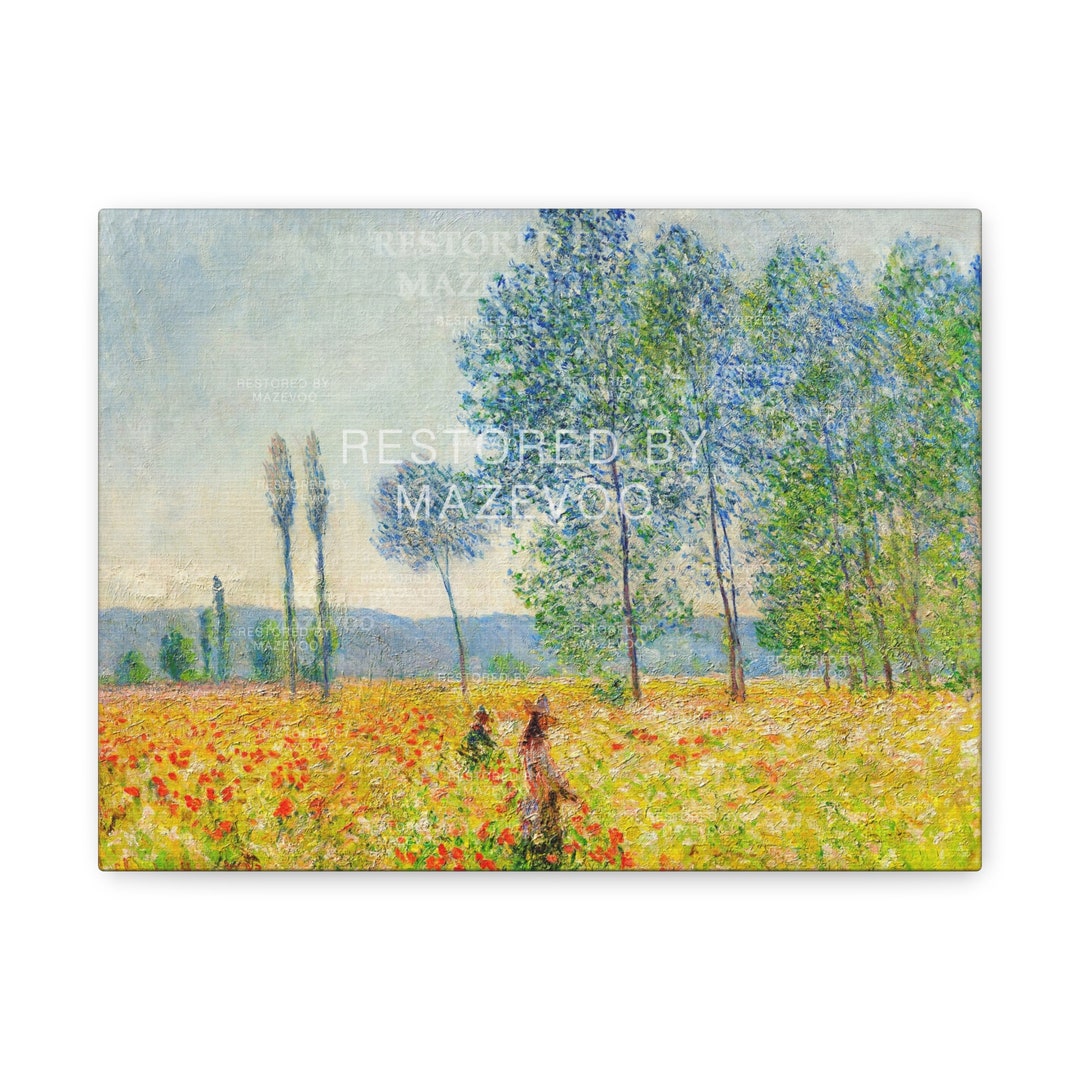 Under the Poplars Wall Art Canvas Print, Claud Monet 1887 Mid Century ...