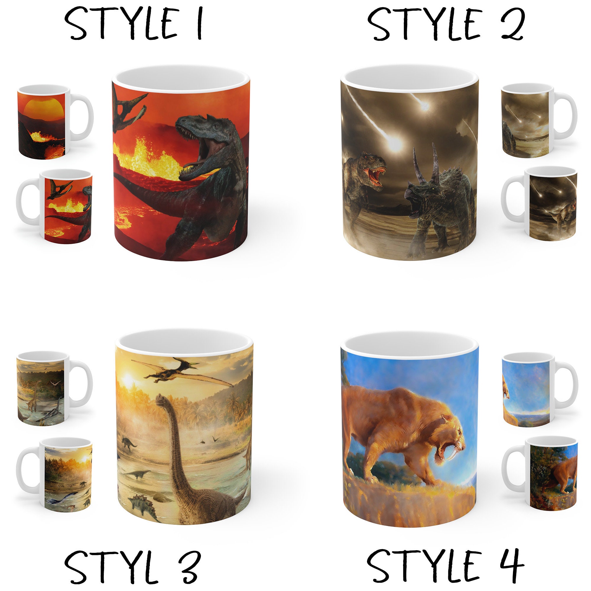 Dinosaur Coffee Mug Set Cute Dinosaur Mug Set Dinosaur Cup Set for Dad ...