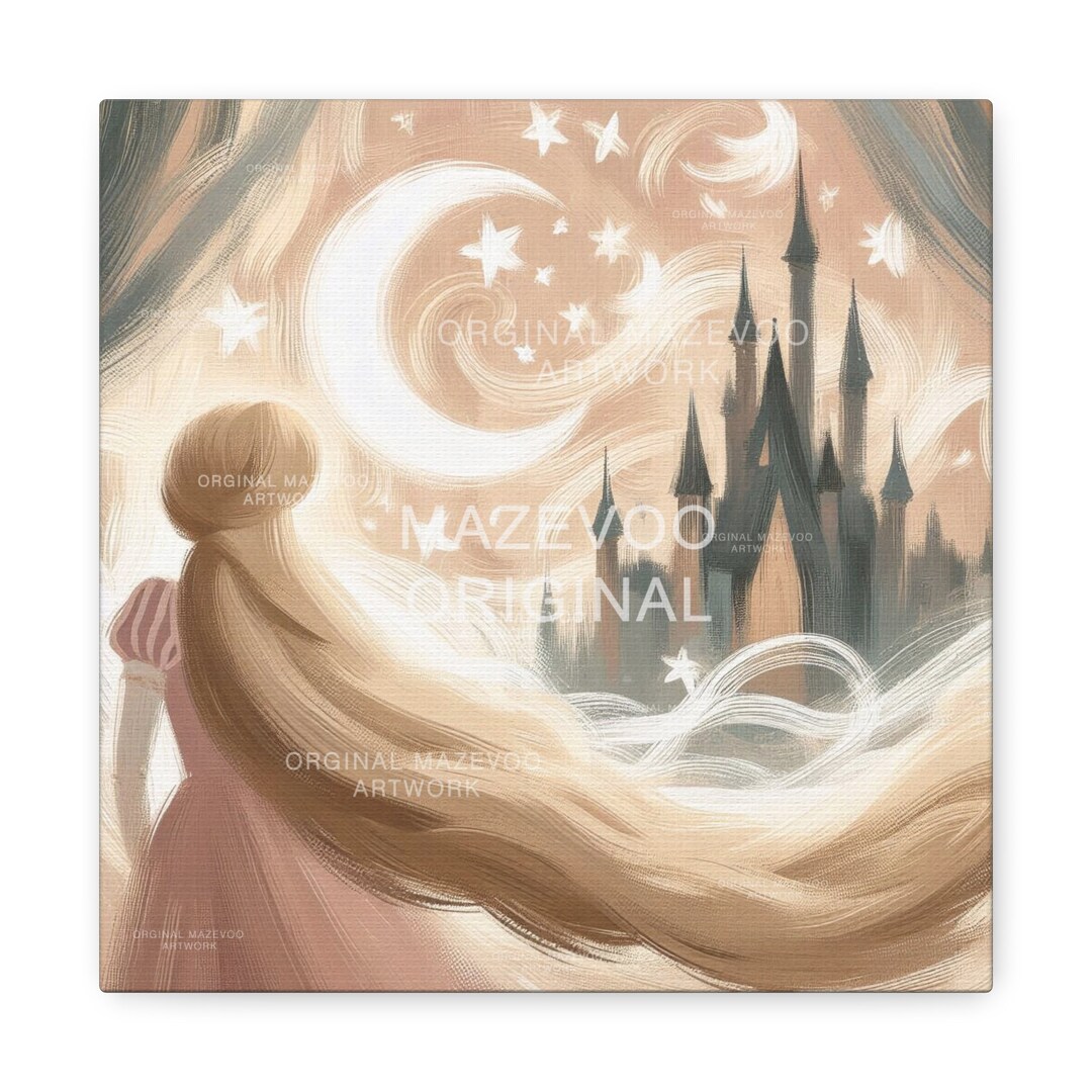 Rapunzel Wall Art Print | Fairy Tale Canvas | Castle Room Decor ...