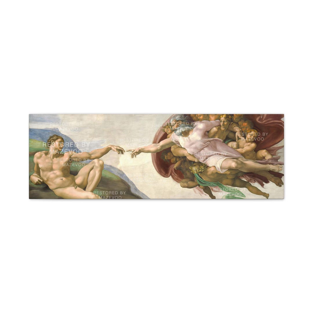 Creation of Adam Stretched Canvas | Renaissance Art Print | Sistine ...