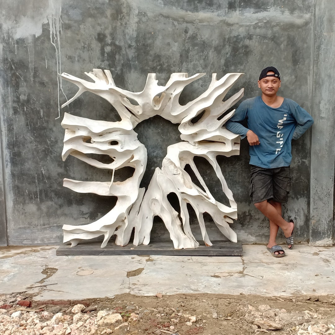 Carved White Massive Teak Root Wall Panel Wood Room - Etsy