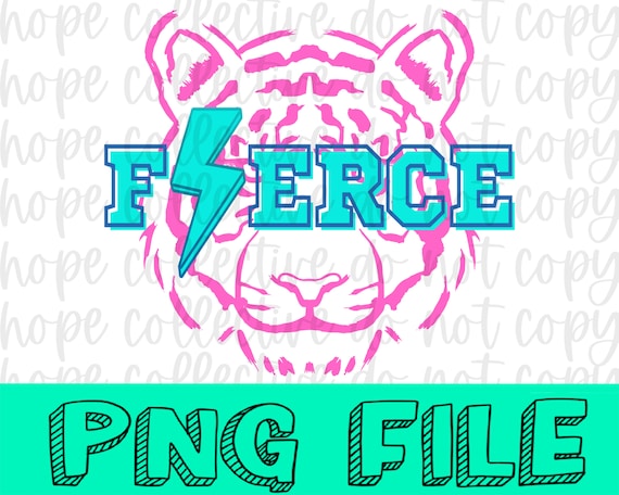 Fierce Pink Lightning Bolt Tiger PNG Block Letters | Etsy