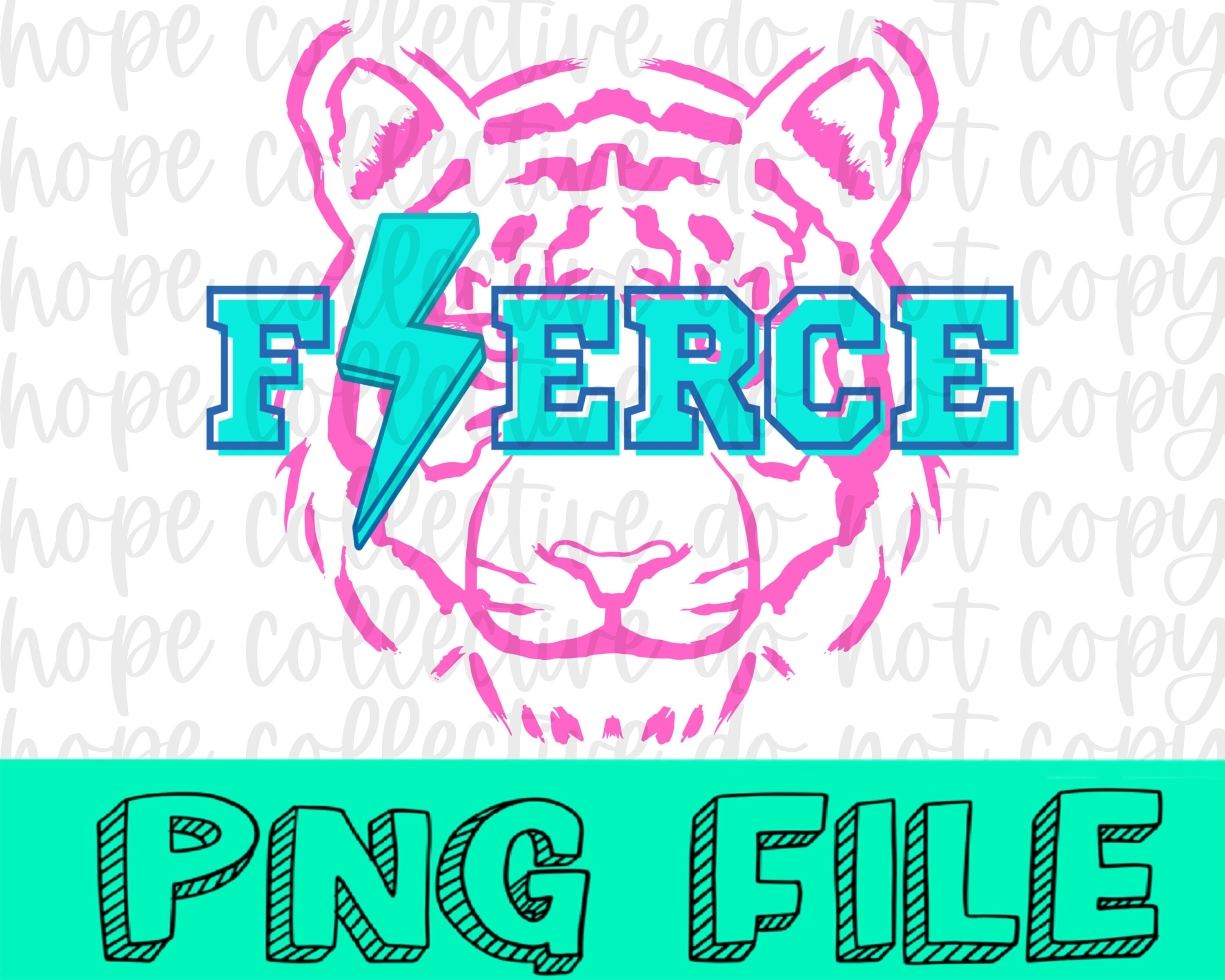 Fierce Pink Lightning Bolt Tiger PNG| Block Letters - Etsy