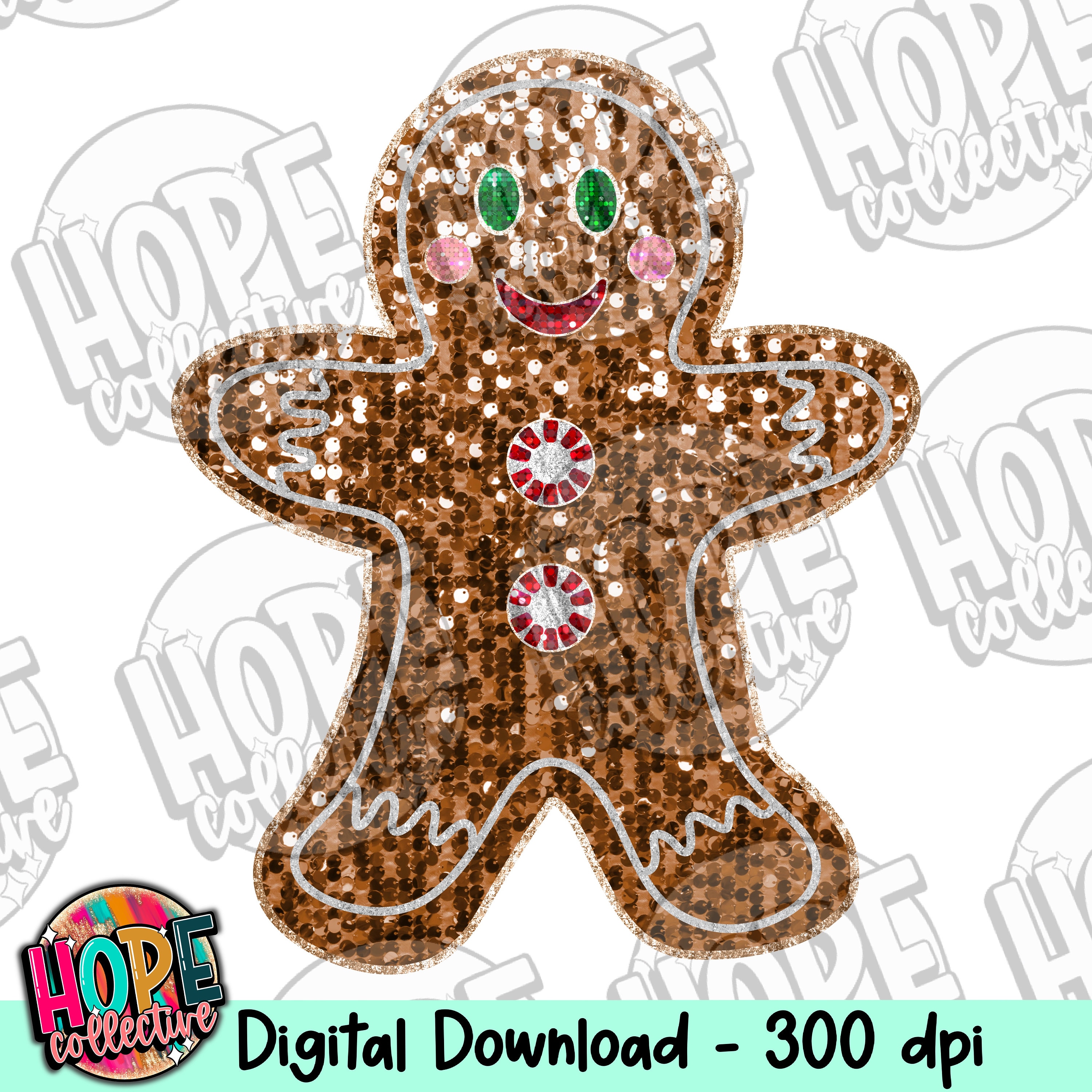 Disco Sequin Gingerbread Man PNG Digital Download - Etsy
