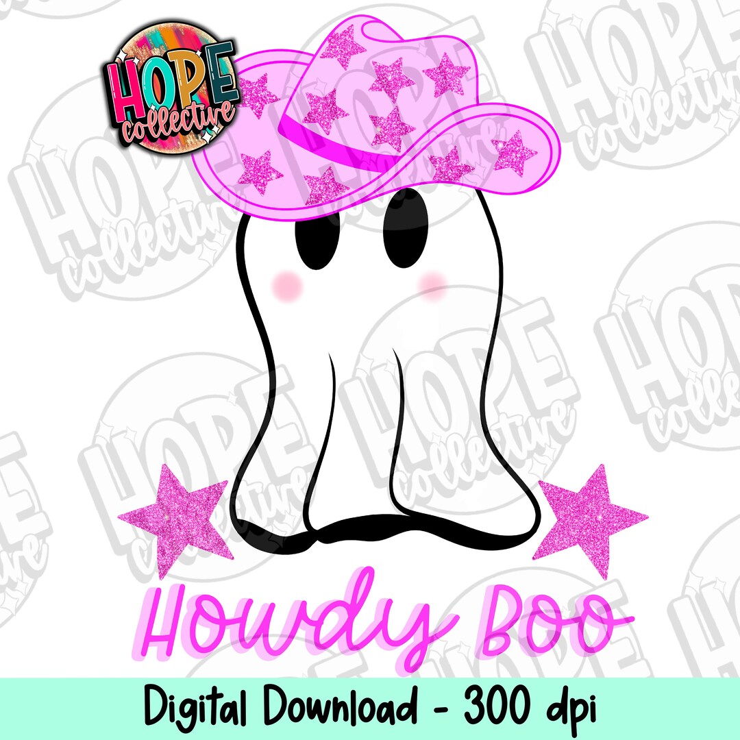 Howdy Boo Pink Glitter Sparkle Cowgirl Ghost | PNG Digital Download - Etsy