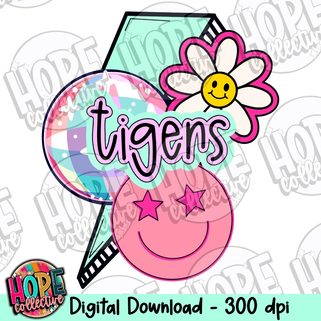 Disco Lightning Tigers School Spirit Design PNG - Etsy
