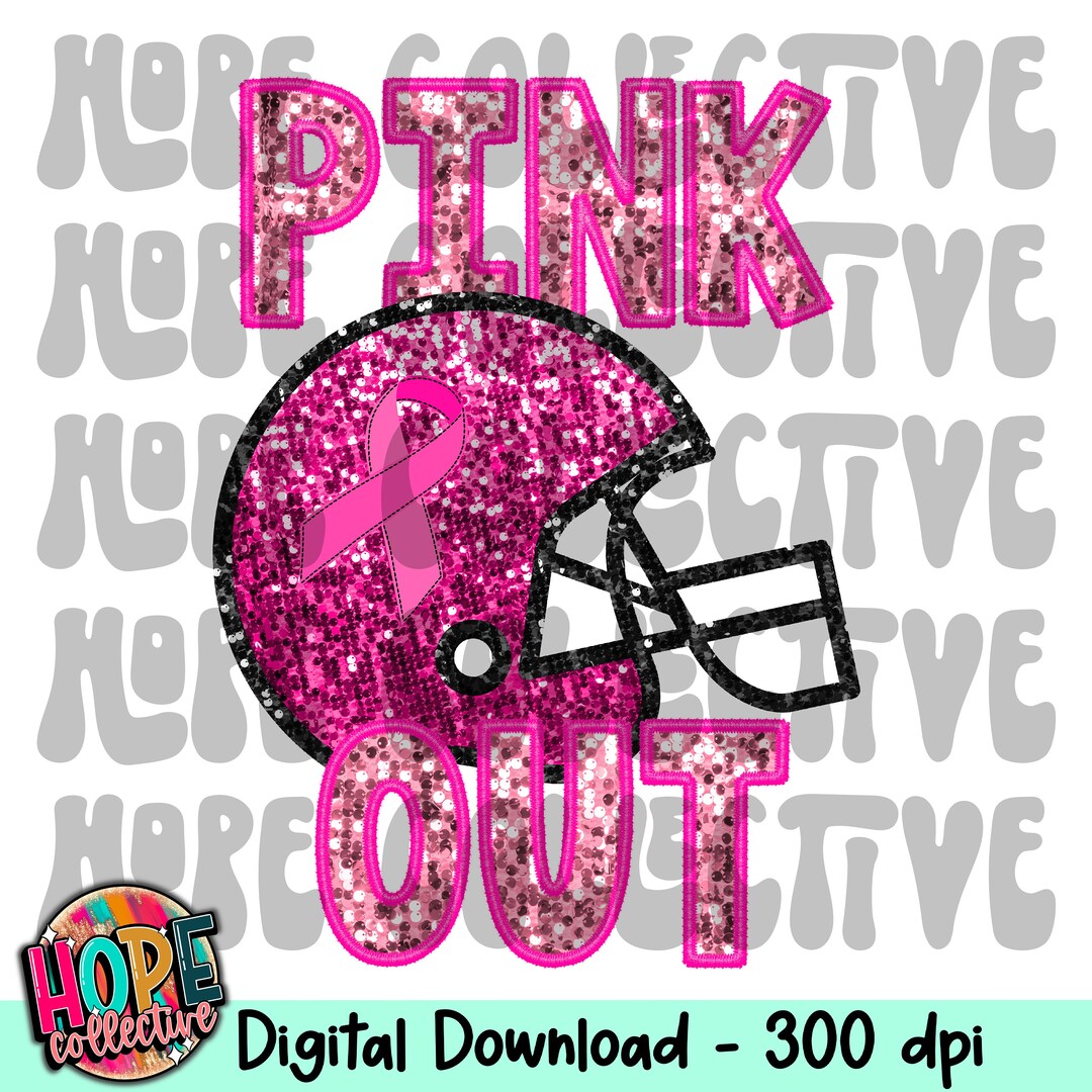 Pink Out Helmet Breast Cancer Awareness Faux Sequin PNG - Etsy
