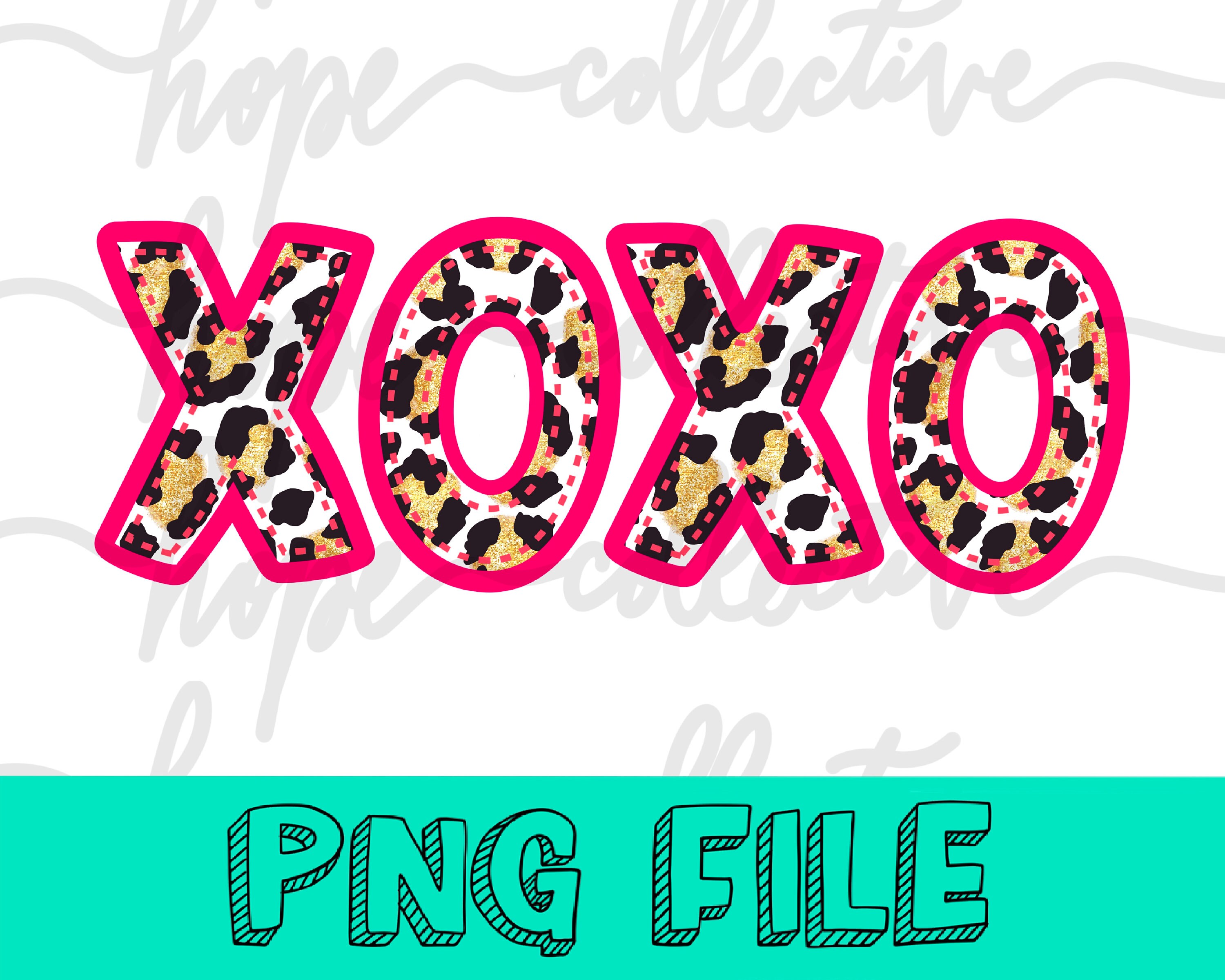 XOXO Gold Glitter Leopard Print Valentines Day PNG - Etsy