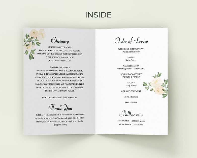 Cross Funeral Program Template Obituary Template Memorial Service ...