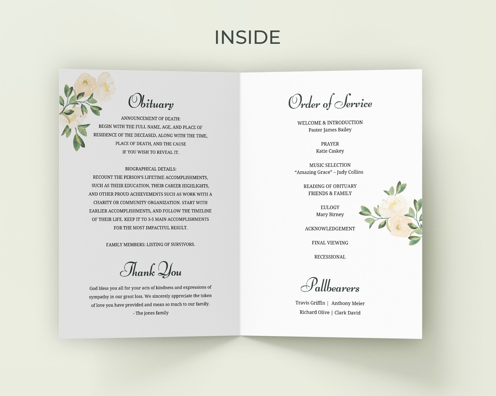 Cross Funeral Program Template Obituary Template Memorial Service ...