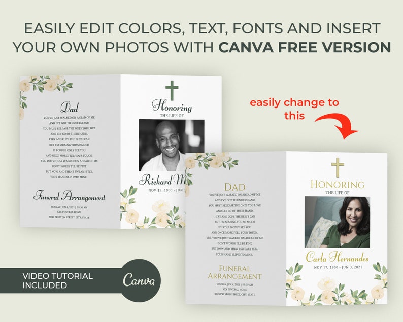 Cross Funeral Program Template Obituary Template Memorial Service ...