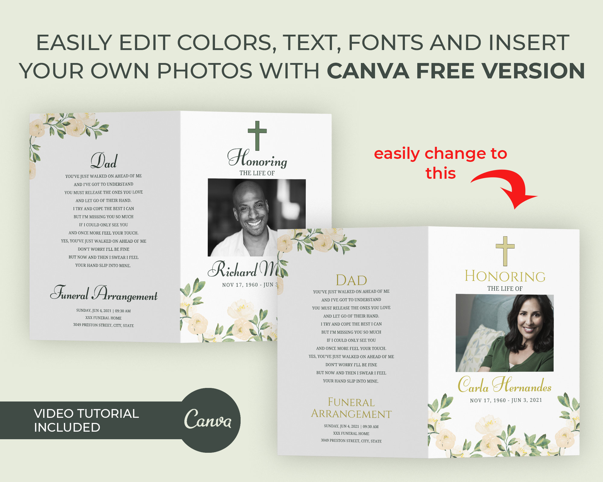 Cross Funeral Program Template Obituary Template Memorial Service ...