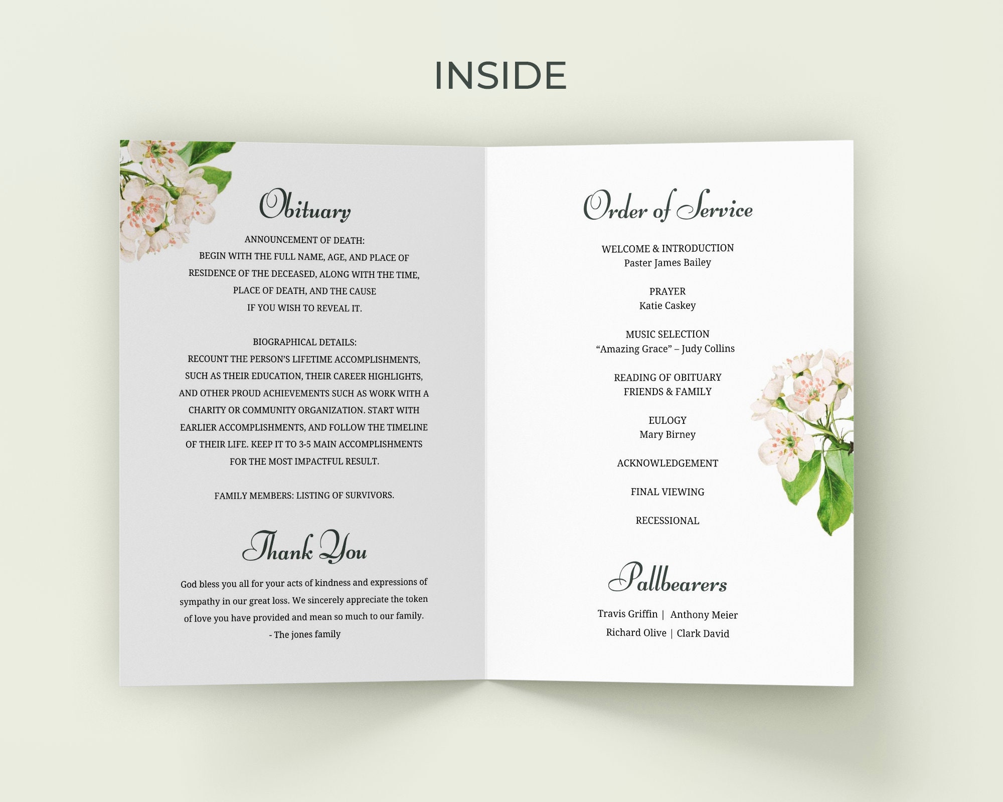 Cross Funeral Program Template Obituary Template Memorial - Etsy
