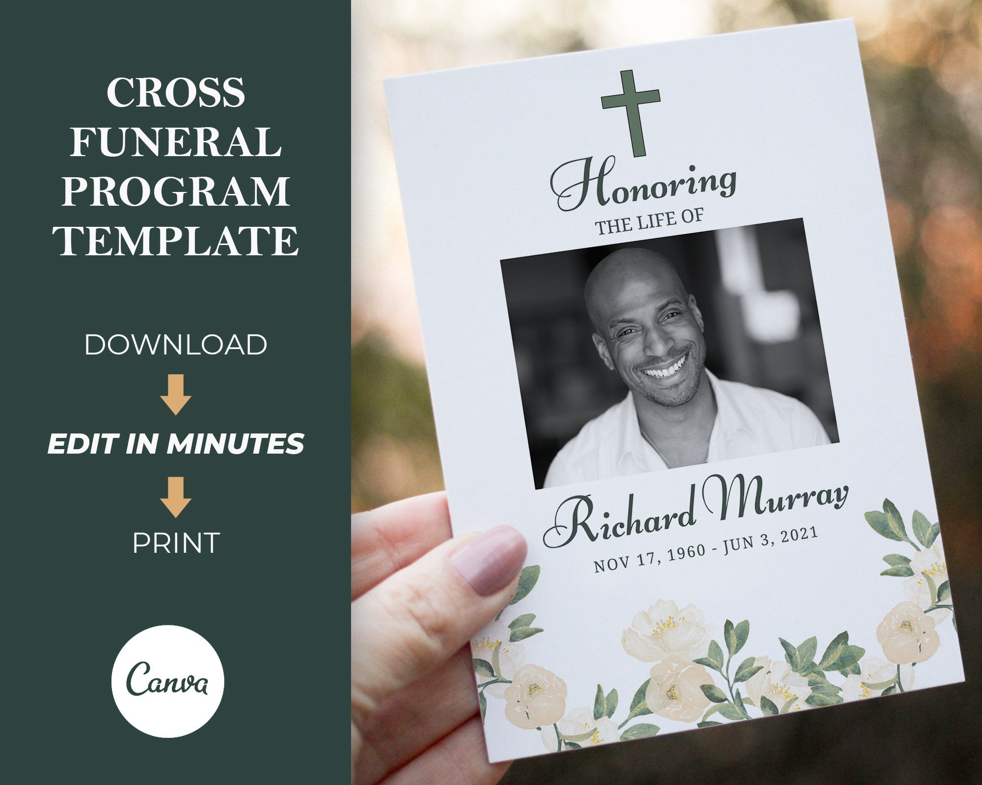 Cross Funeral Program Template Obituary Template Memorial Service ...