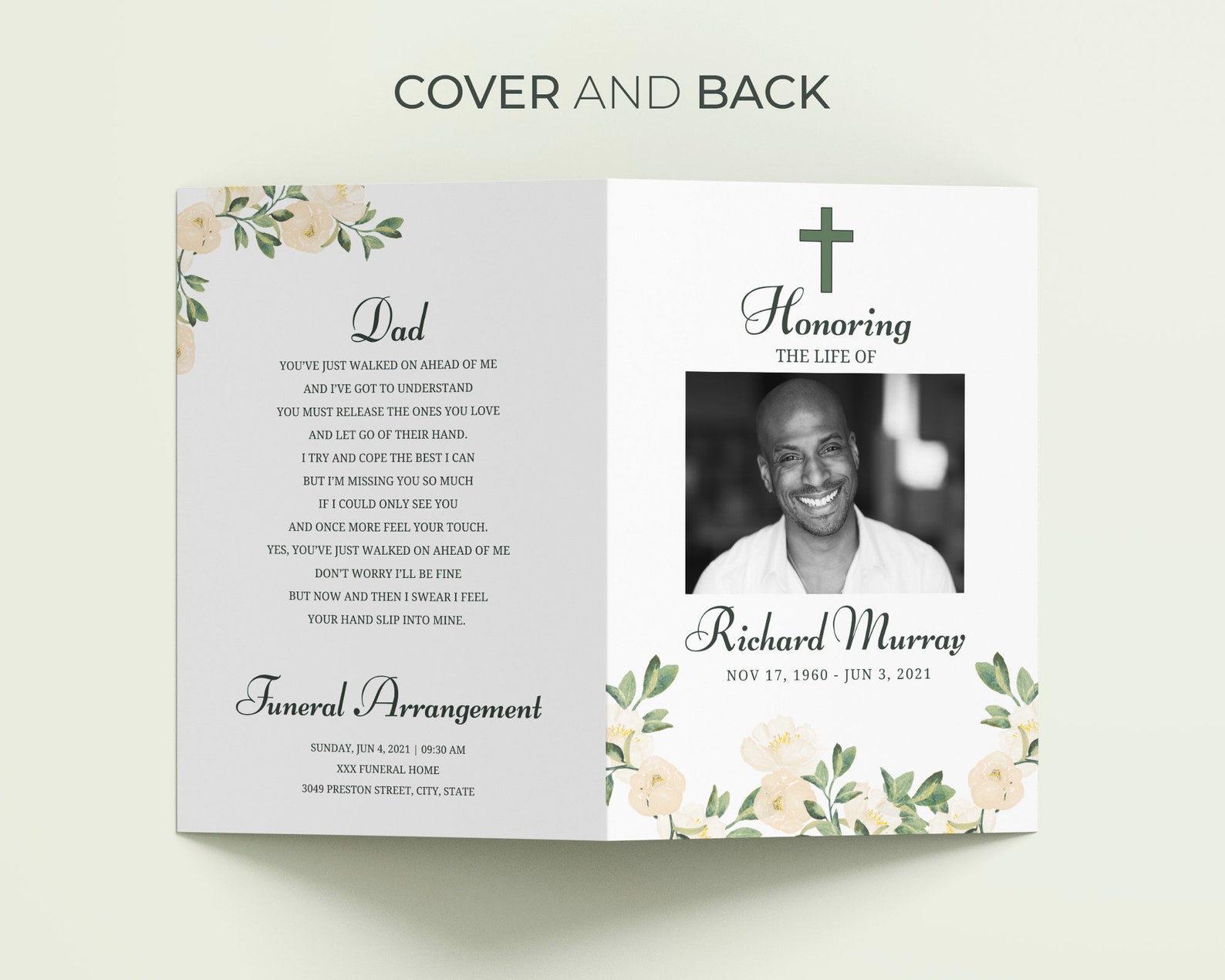 Cross Funeral Program Template Obituary Template Memorial Service ...