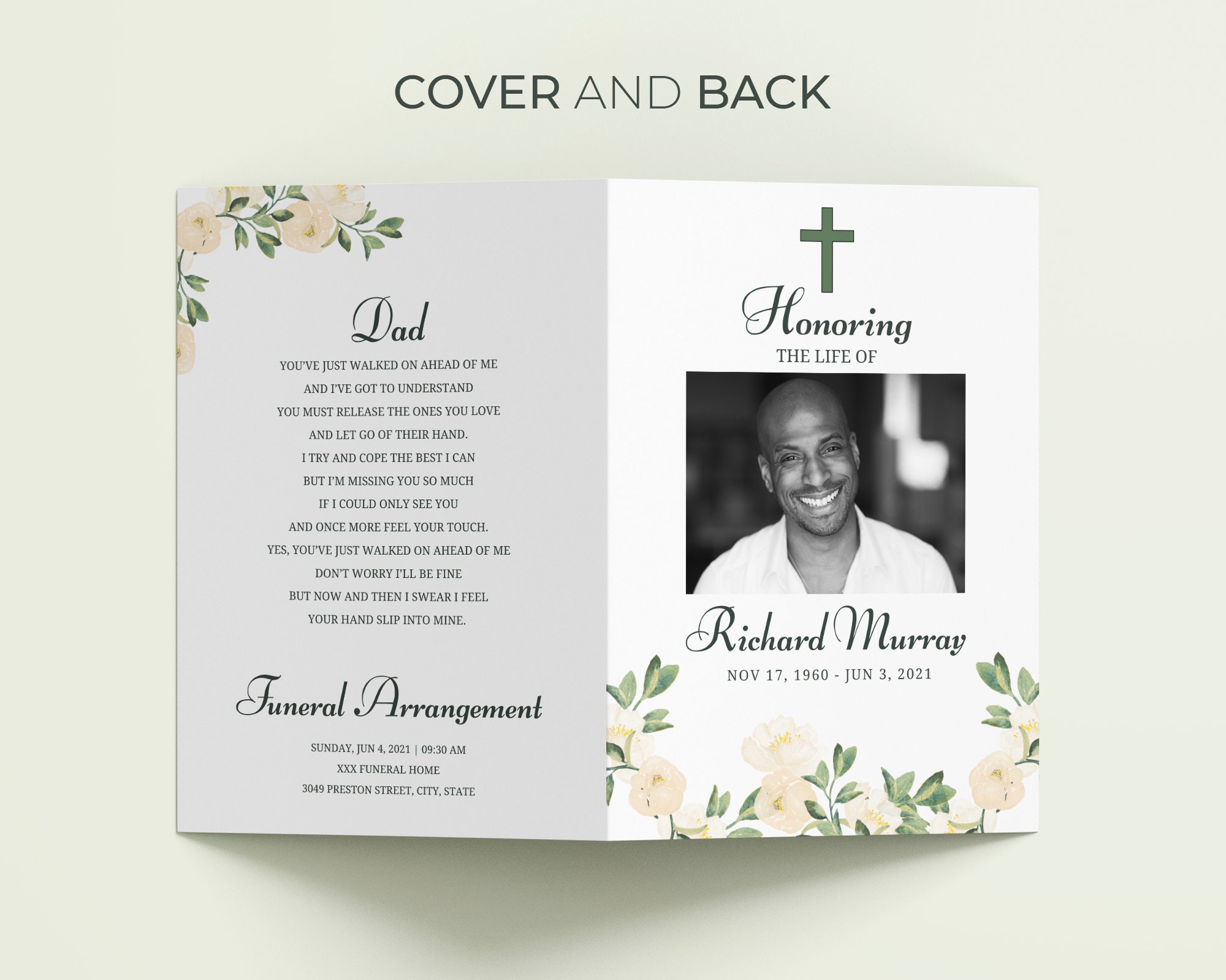Cross Funeral Program Template Obituary Template Memorial Service ...