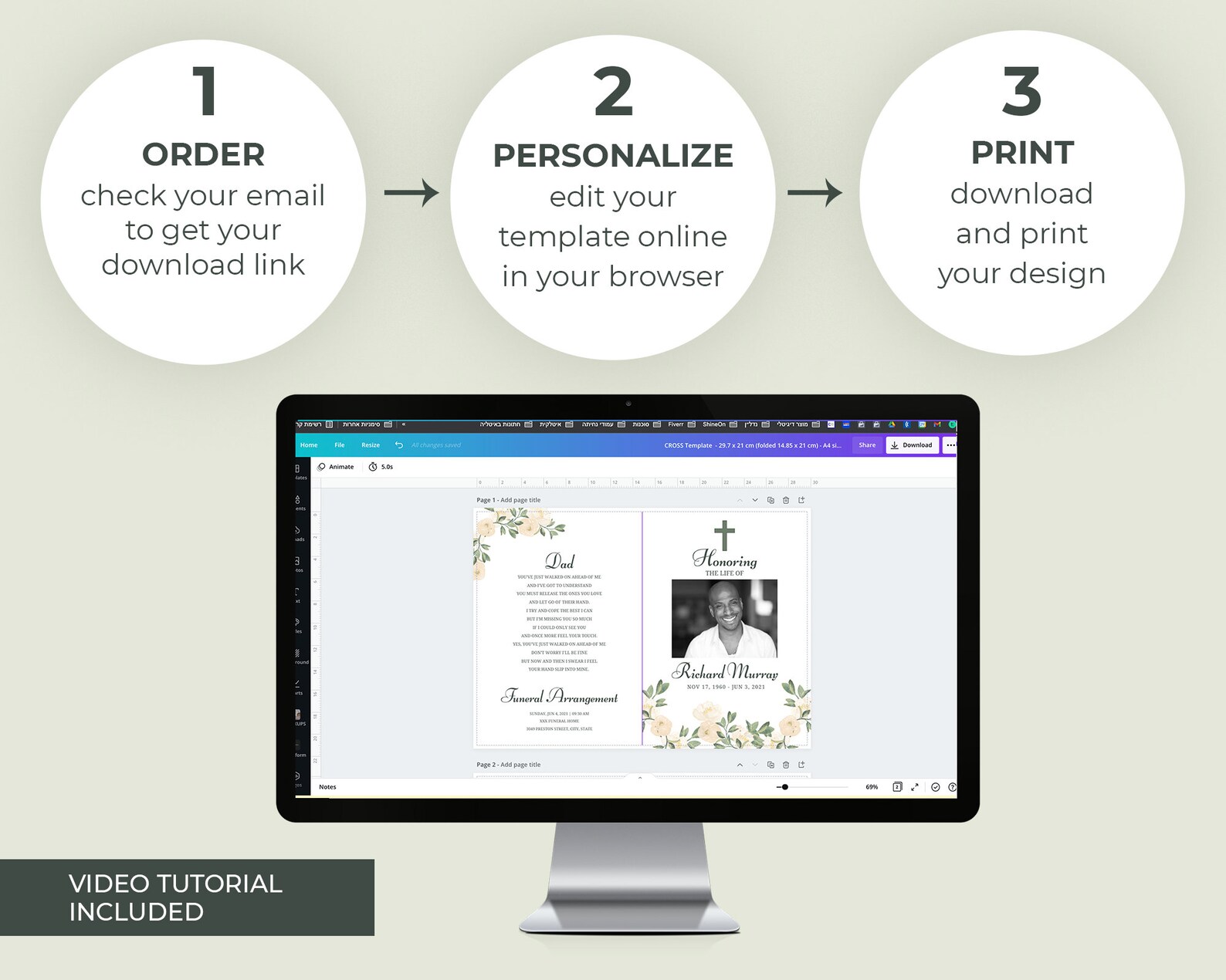 Cross Funeral Program Template Obituary Template Memorial Service ...