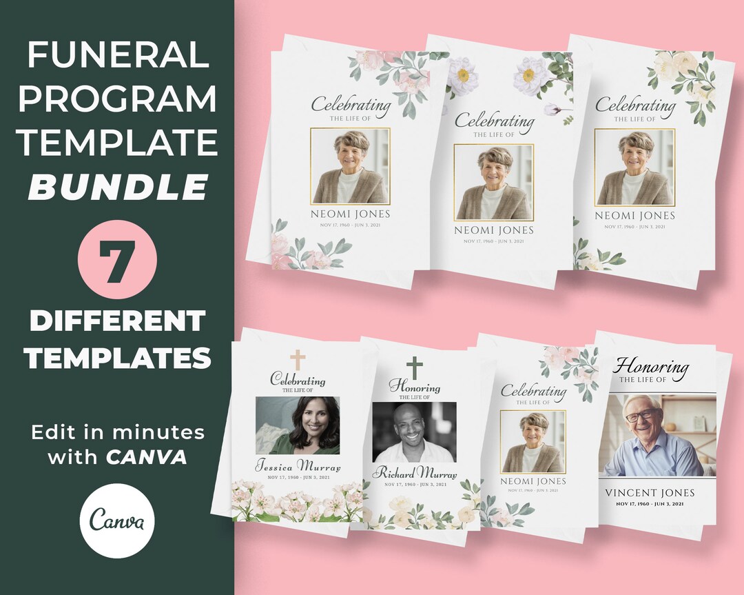 Obituary Template Funeral Program Template Memorial Service Template ...
