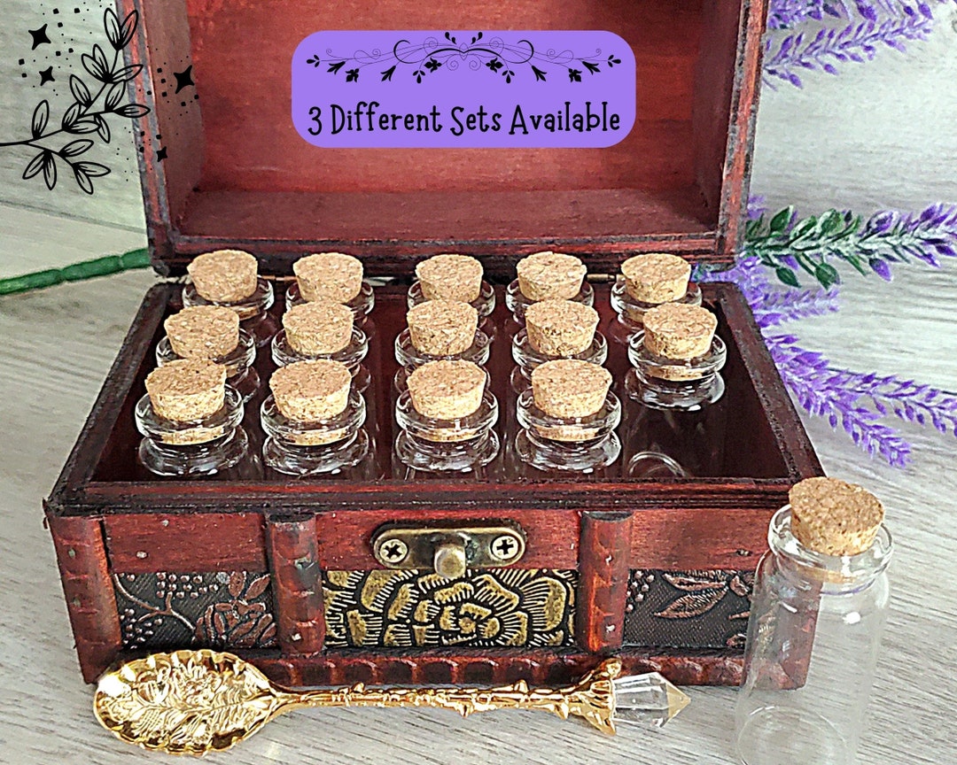 Witch Apothecary Vial & Chest Sets, Vintage Style Chest and Spoon ...