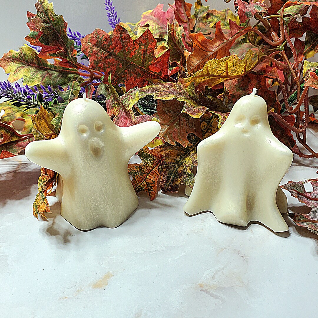 Ghost Shaped Beeswax Candle Set 2 Unique Ghosts All Natural - Etsy