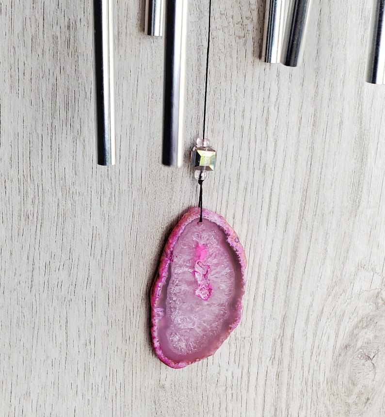 Crystal Agate Wind Chime Gift Set With Hexagon Crystal Shadow Box, Palo ...