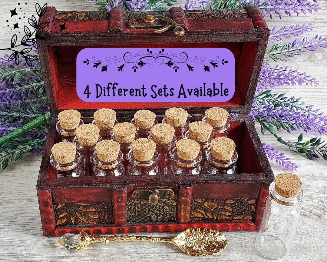 Witch Apothecary Vial & Chest Sets, Vintage Style Chest and Spoon ...