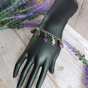 Enchanting Witch Charm Bracelet and Earring Set, Hematite and Amethyst ...
