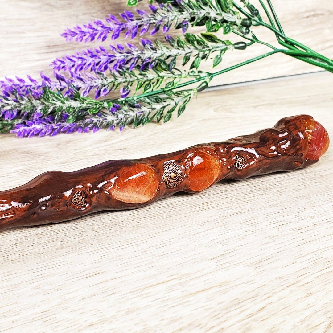 Enchanting Handcrafted Wand With Carnelian Crystal and Sun Stones ...