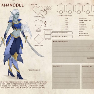 Custom Dnd Character Sheet Character Art - Etsy