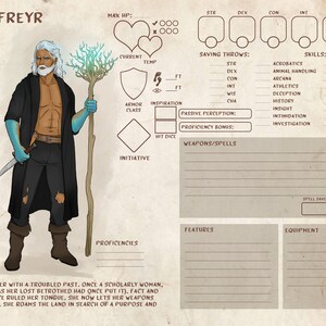 Custom Dnd Character Sheet Character Art - Etsy