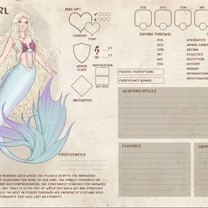 Custom Dnd Character Sheet Character Art - Etsy