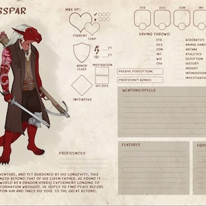 Custom Dnd Character Sheet Character Art - Etsy