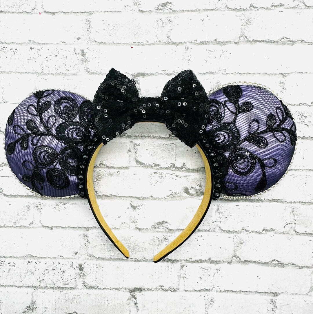 Purple and Black Lace Ears/ Minnie Ears/ Disney Inspired Ears - Etsy