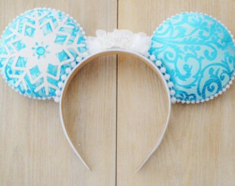 Elsa Inspired Frozen Minnie Mouse Ears Headband / Frozen Ears / Elsa ...