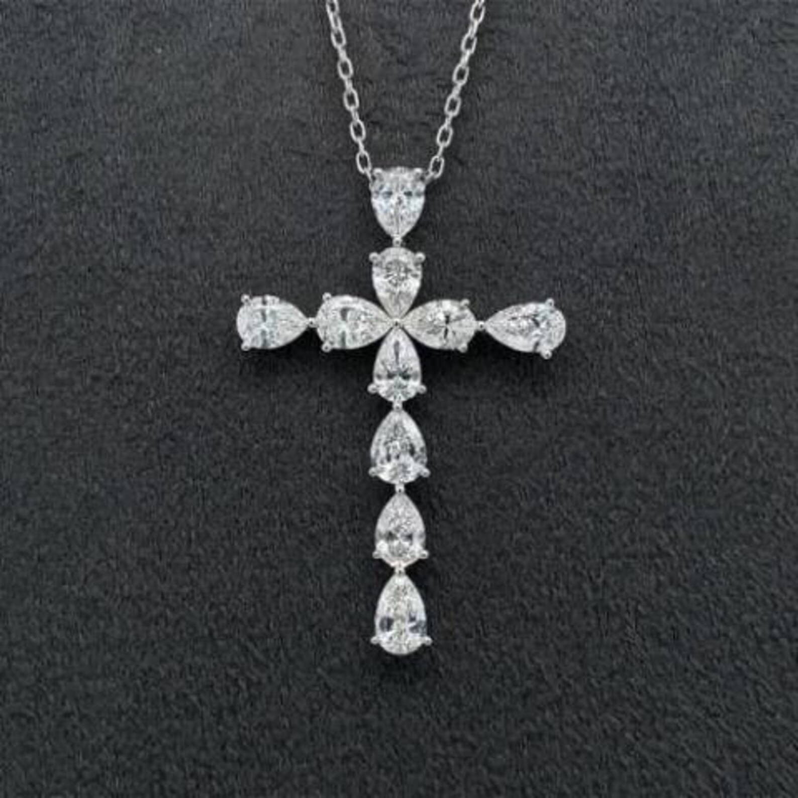 1.88ct Real Diamond 18k Solid Gold Inital Letter Pendant,cross Necklace ...