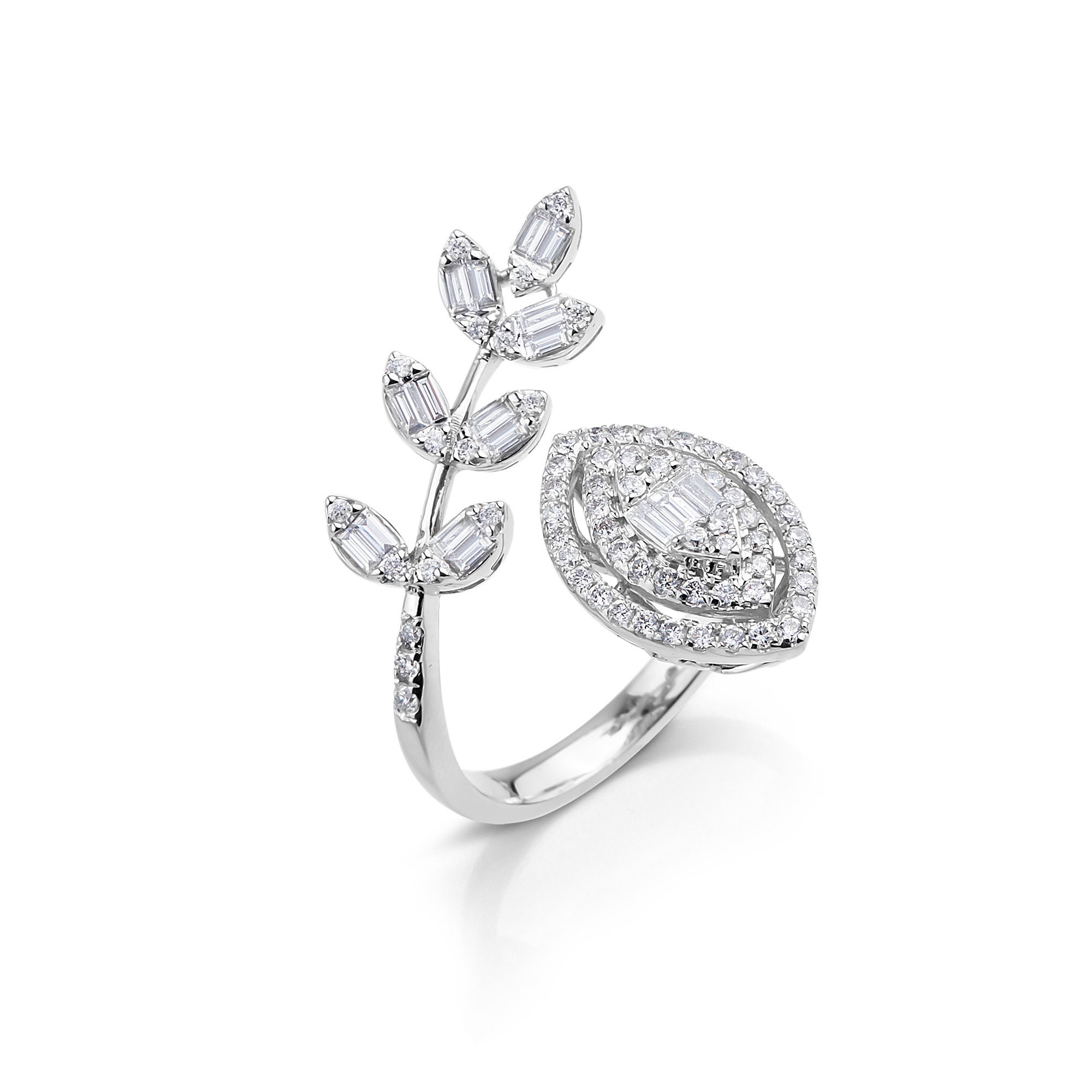 Real Diamond Ring · Flower Shape Leaf Rings · by Pass Leaf Diamond ...
