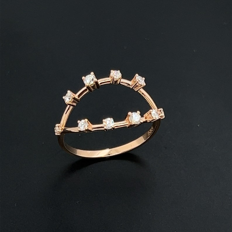 Interlock Ring 14k Diamond Double Band Ring Rose Gold - Etsy