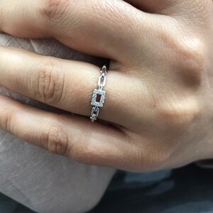 Cuban Chain Desing Ring With Diamonds, Pave Square Diamond Wedding ...