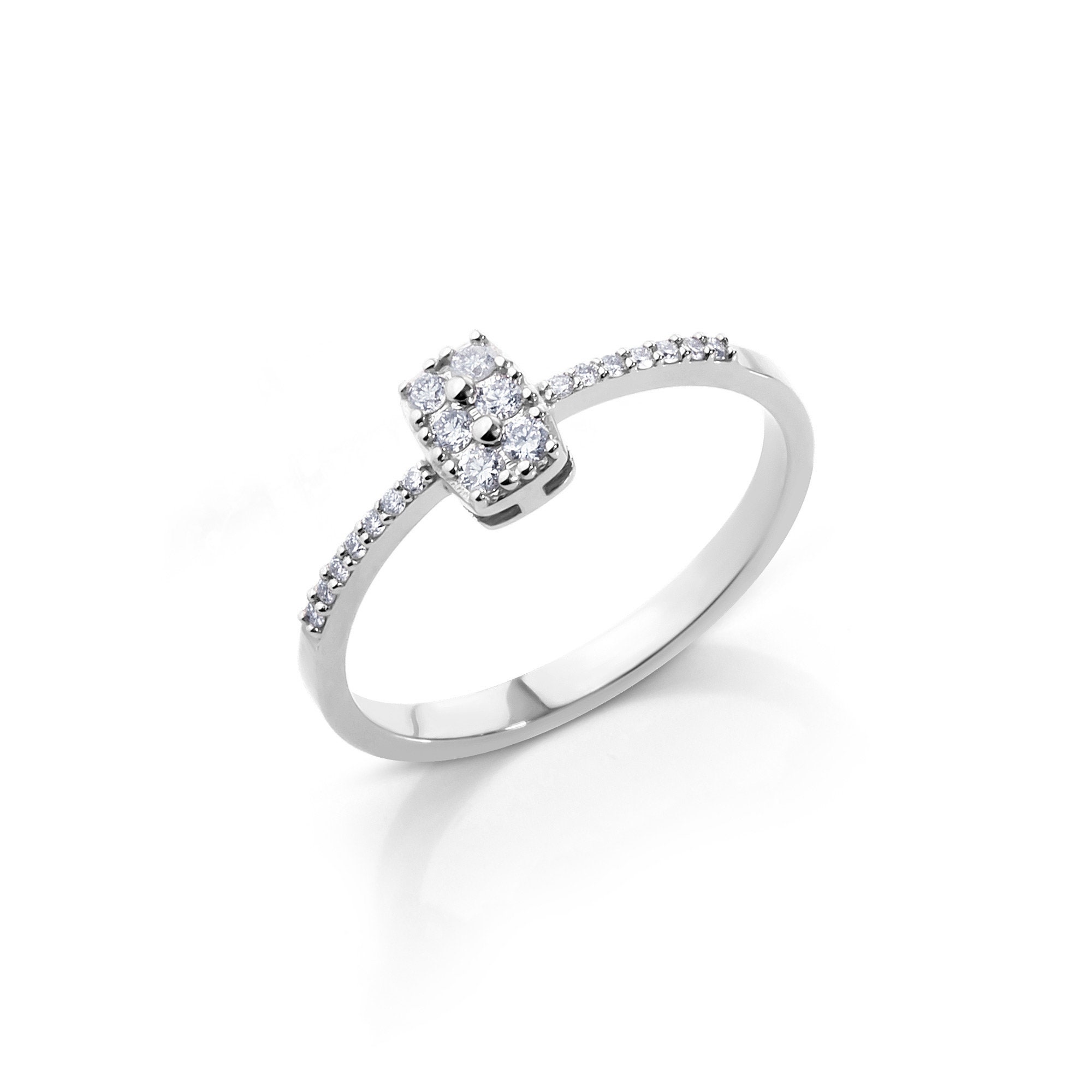 Real Diamond Iconic Cluster Ring/ Dainty Pave Ring/unique Diamond ...