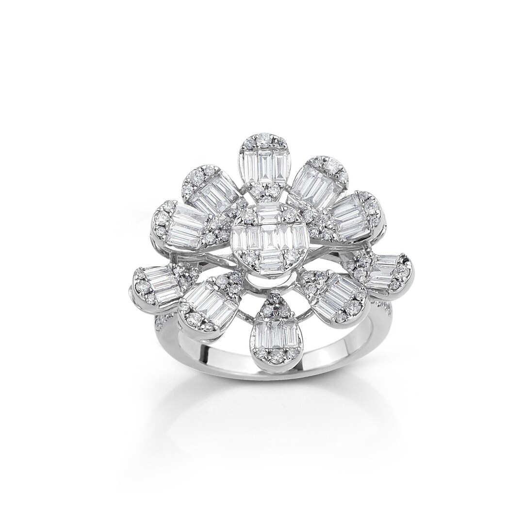 Flower Shape Natural Real Diamond Stone · Exclusive Bridal Rings ...