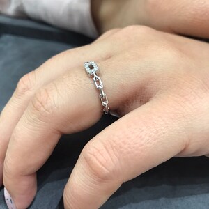 Cuban Chain Desing Ring With Diamonds, Pave Square Diamond Wedding ...