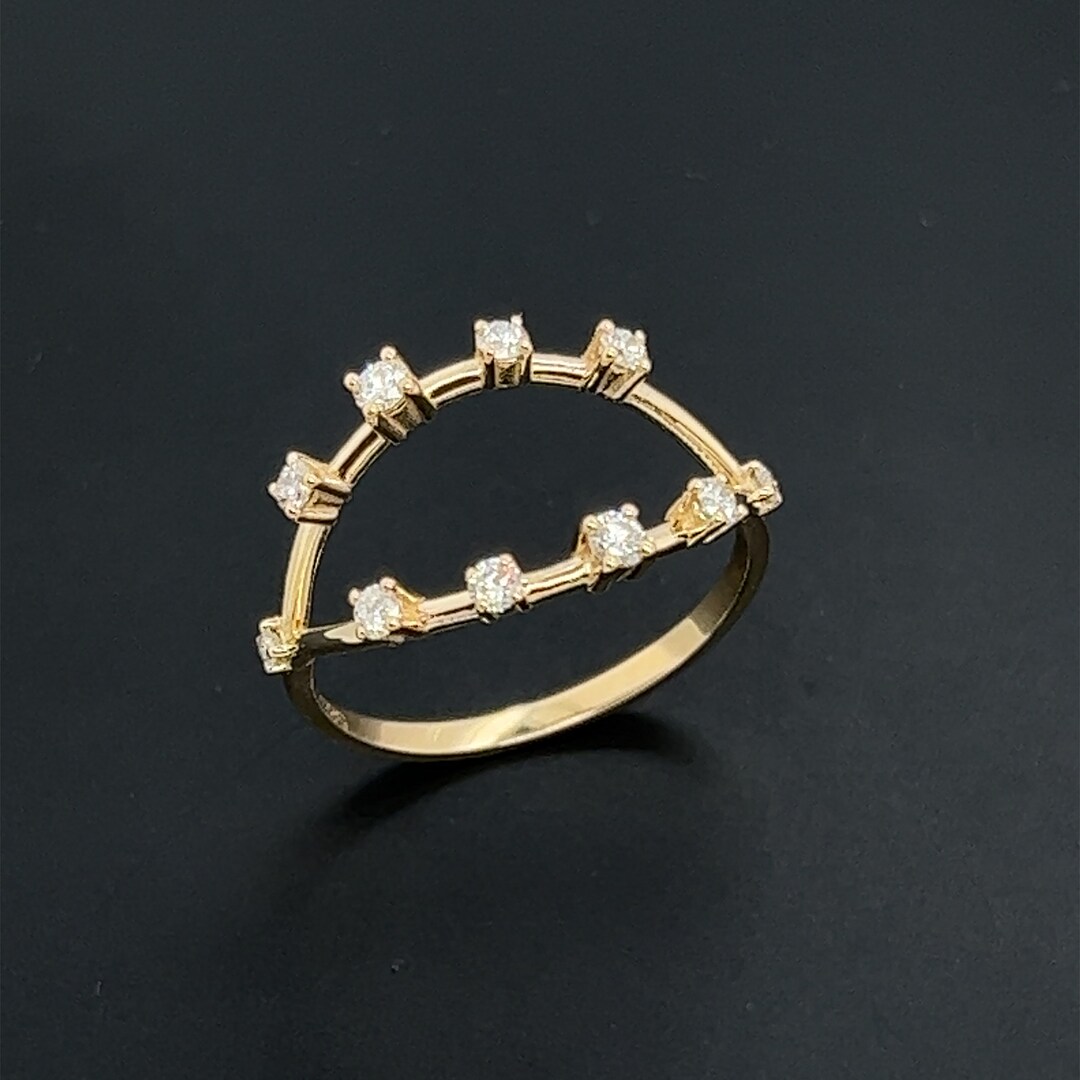 Interlock Ring 14k Diamond Double Band Ring Rose Gold - Etsy