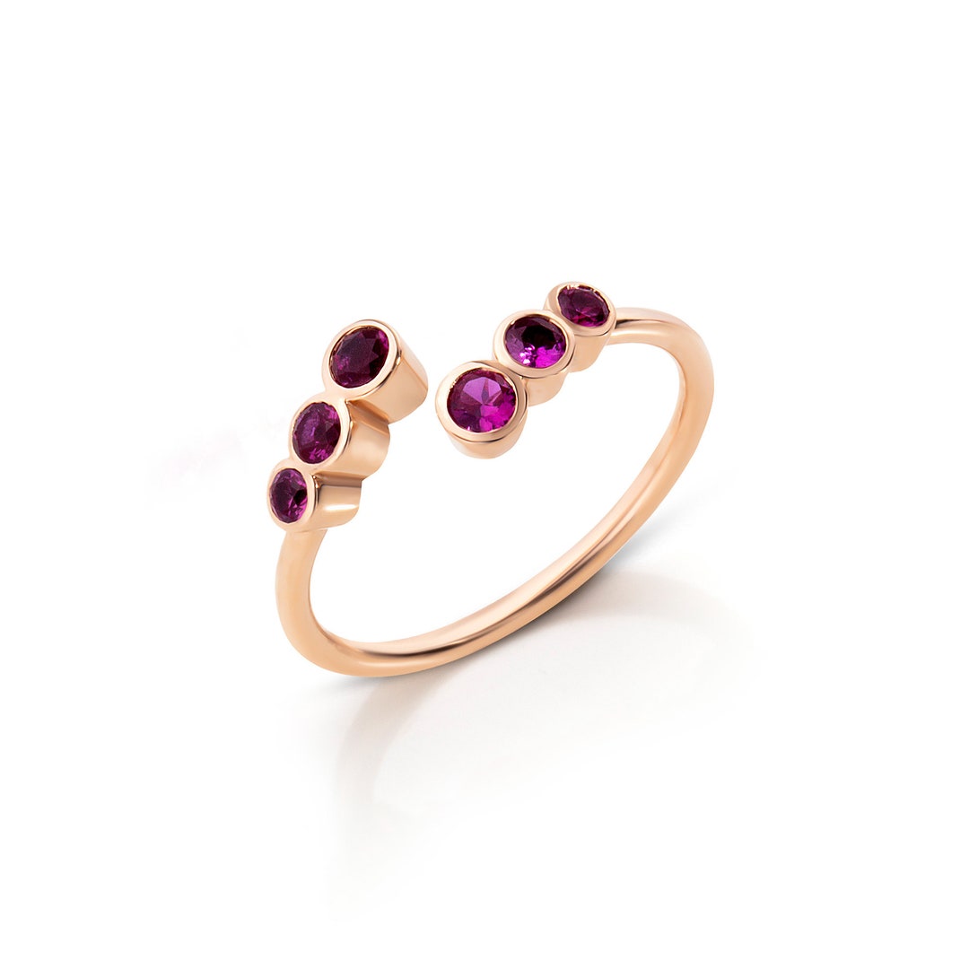 Ruby Bypass Ring · Rose Gold Bezel Ruby Ring · July Birthstone ...