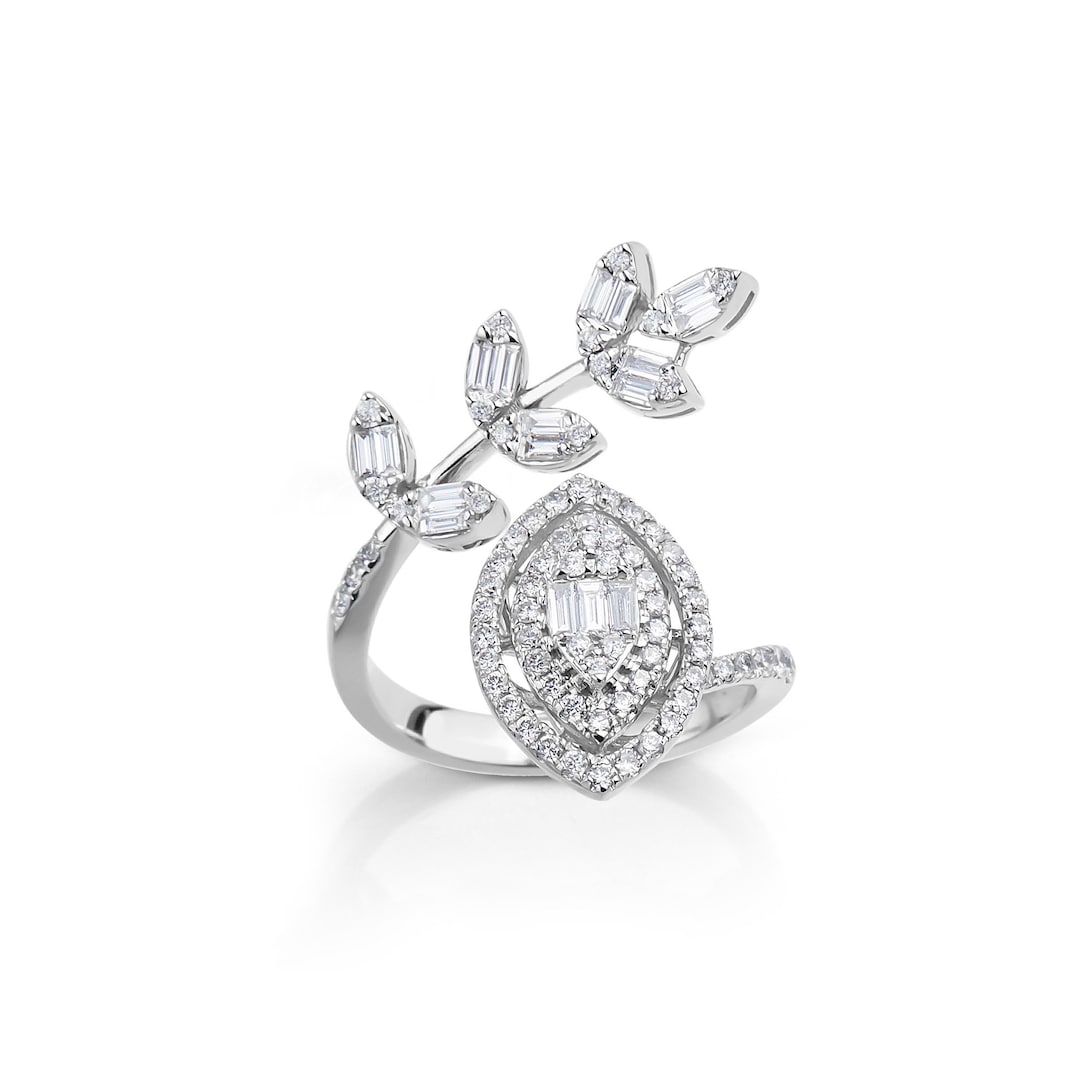 Real Diamond Ring · Flower Shape Leaf Rings · by Pass Leaf Diamond ...