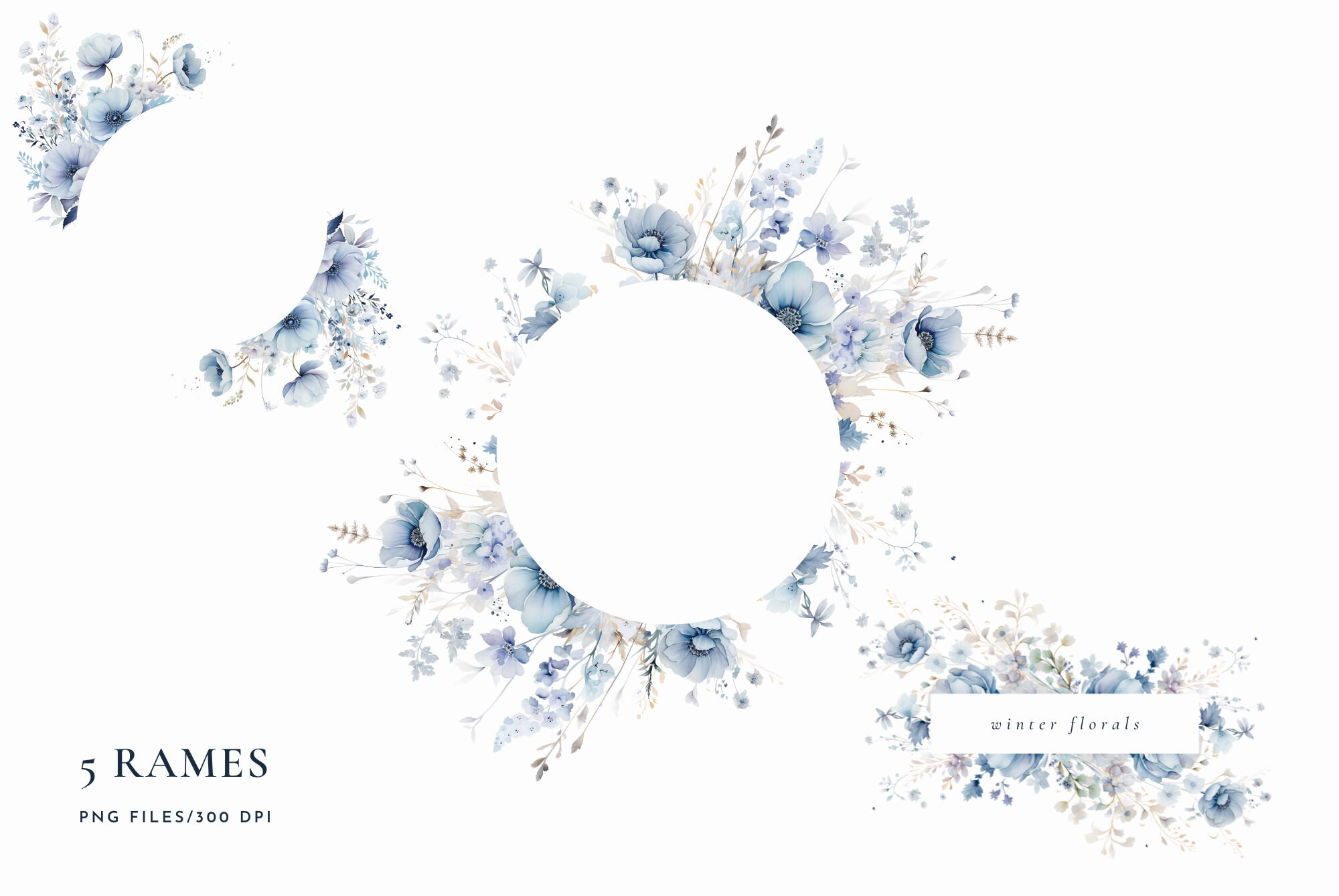 Blue Watercolor Flowers, Watercolor Floral Clipart, Wedding Clipart ...