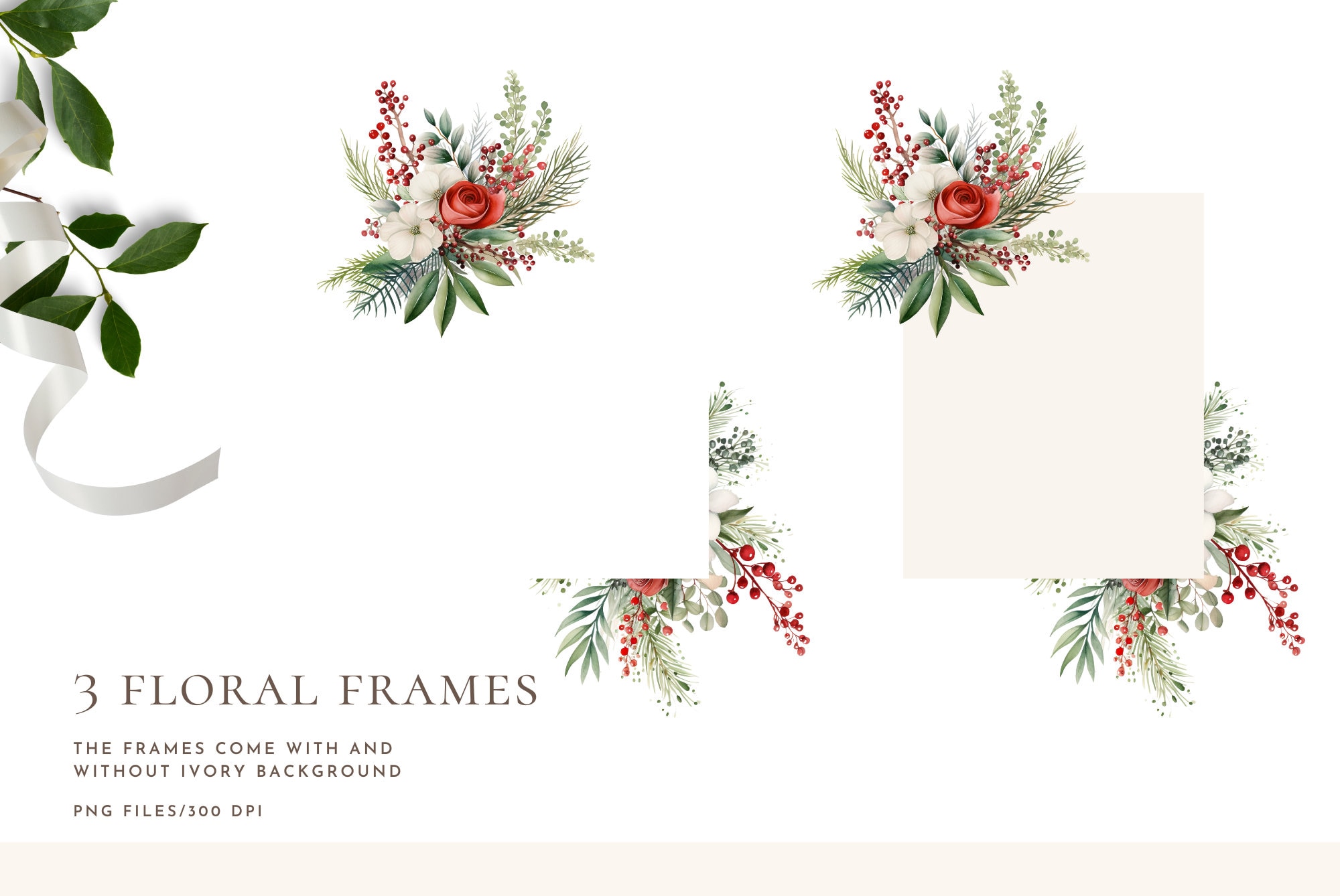 Winter Watercolor Clipart, Christmas Watercolor Flowers, Premade ...