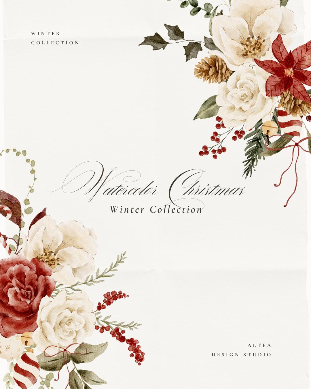 Watercolor Christmas Clipart: Winter Greenery Botanicals and Holiday Illustrations - Etsy
