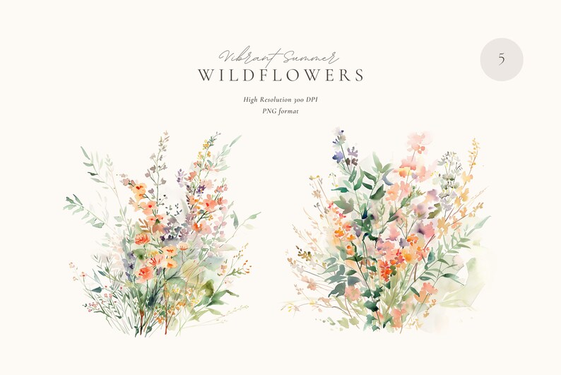 Watercolor Wildflowers Clipart: Spring Wedding Floral Set (digital ...
