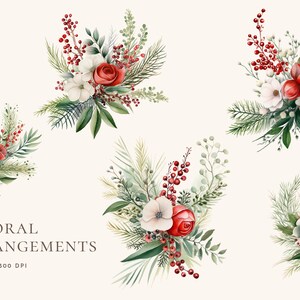 Winter Watercolor Clipart, Christmas Watercolor Flowers, Premade ...