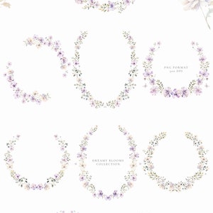 Watercolor Wildflowers Wreaths, Purple Flowers Clipart, Watercolor ...